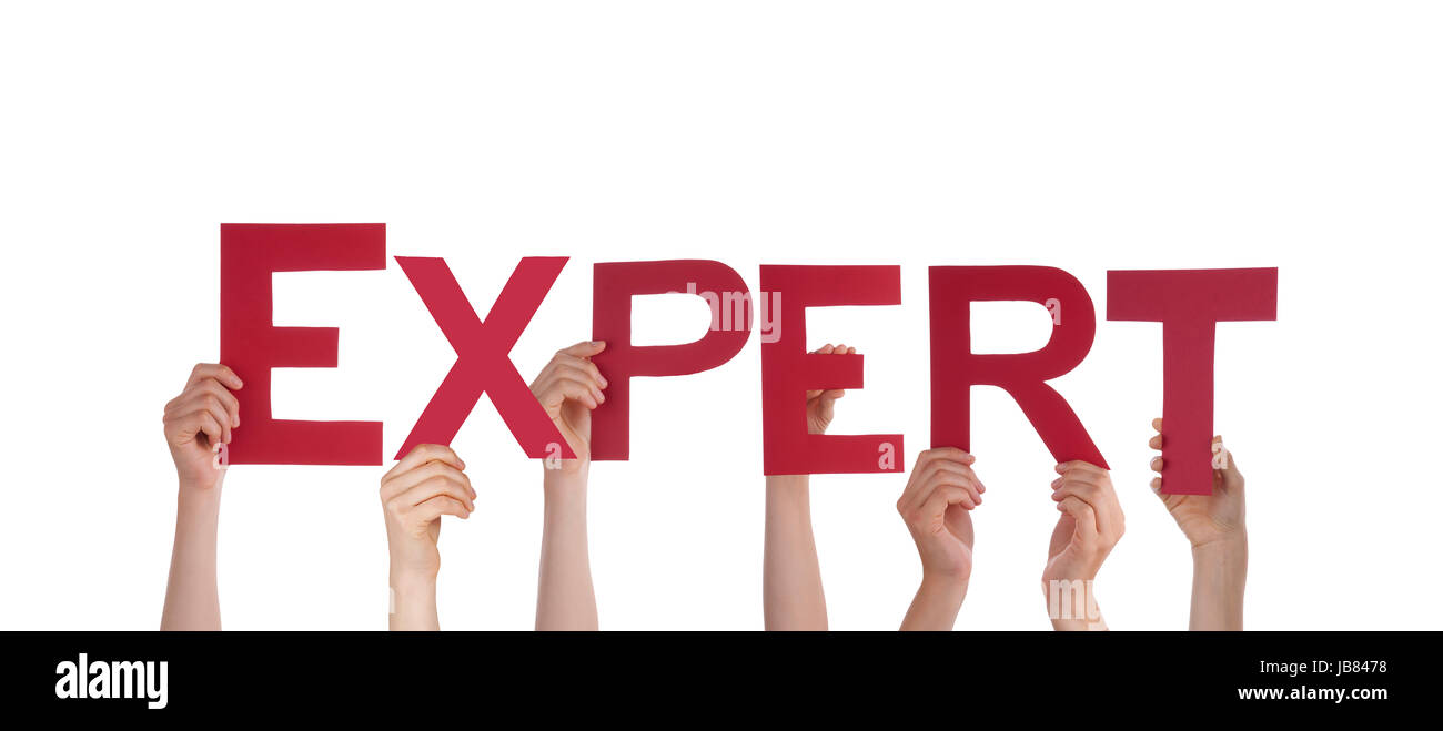 Many People Holding the Red Word Expert, Isolated Stock Photo - Alamy