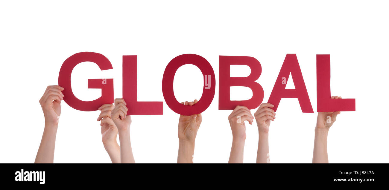 Many People Holding red Letters Building the Word Global, Isolated ...