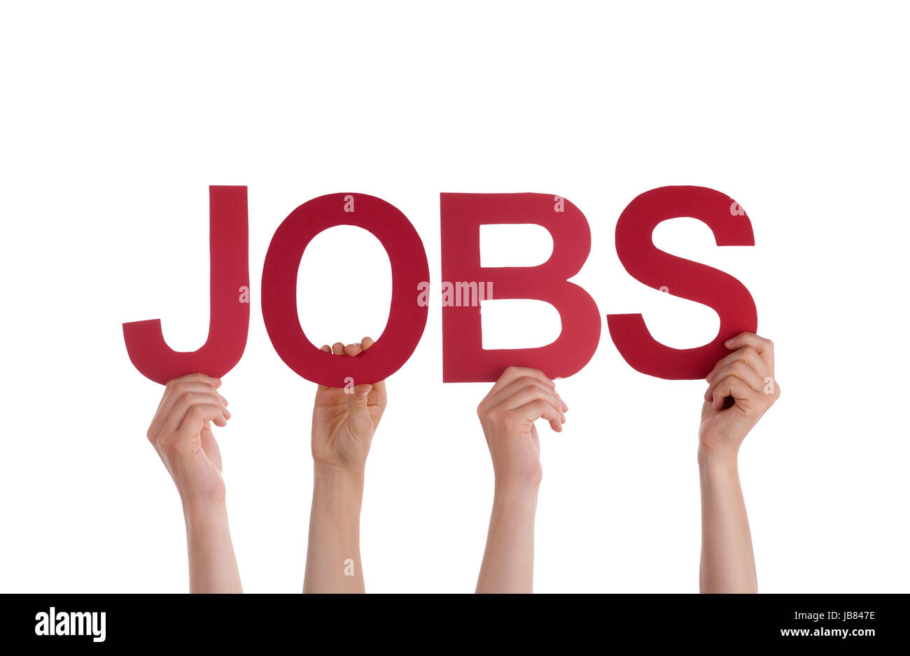 Many People Holding the red Word Jobs, Isolated Stock Photo - Alamy