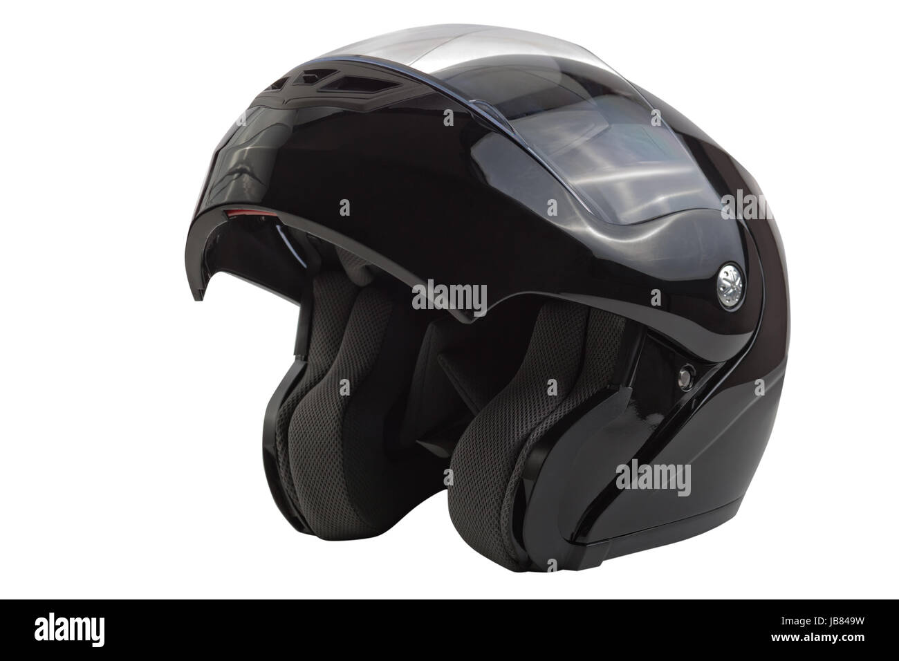 Black open flip up helmet for racing motorbike sports Stock Photo - Alamy