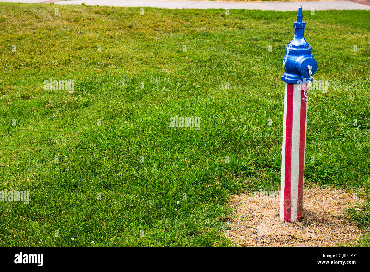 Patriotic Red, White & Blue Fire Hydrant Stock Photo - Alamy