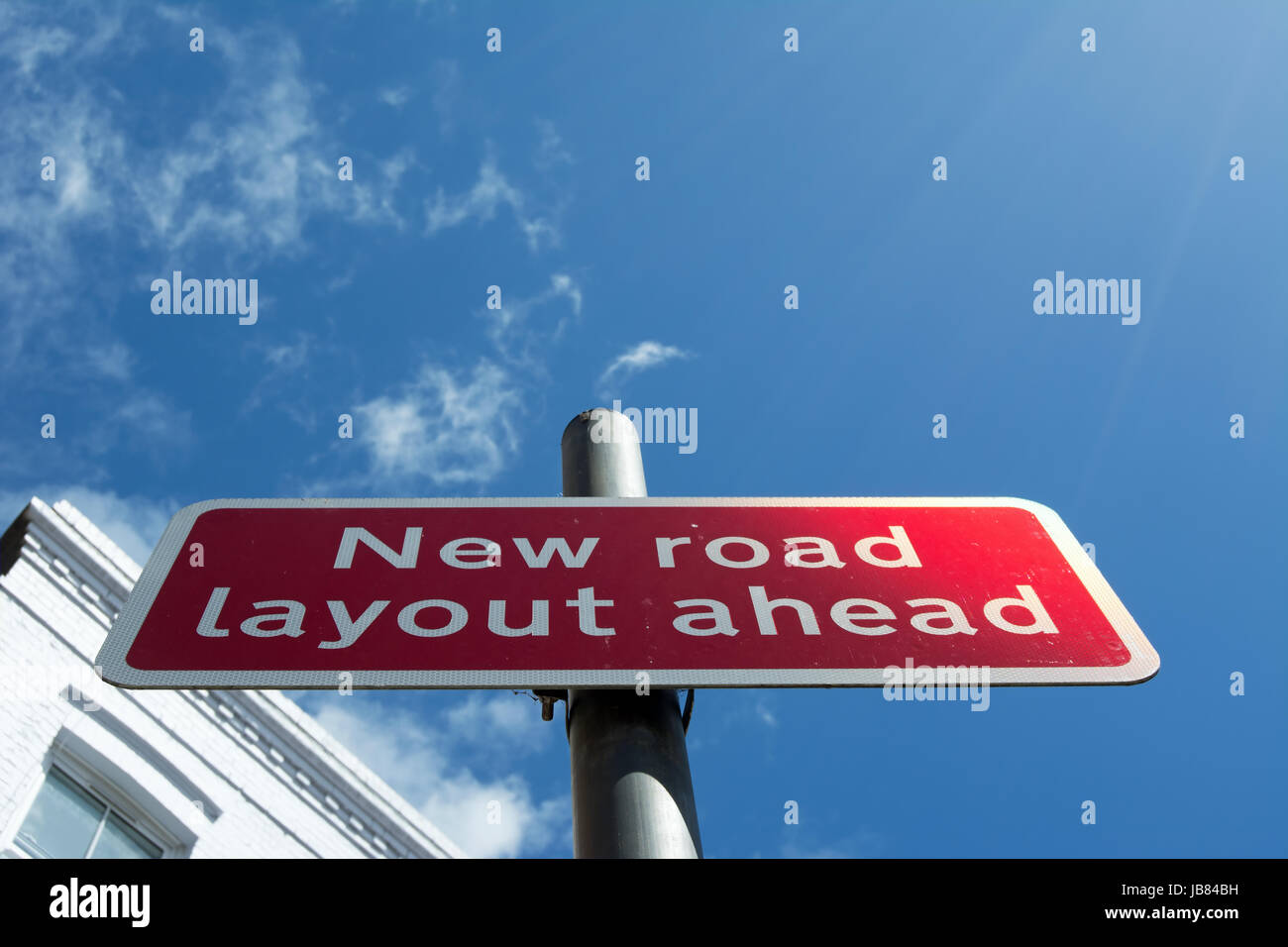 New road layout ahead warning sign hi-res stock photography and images ...