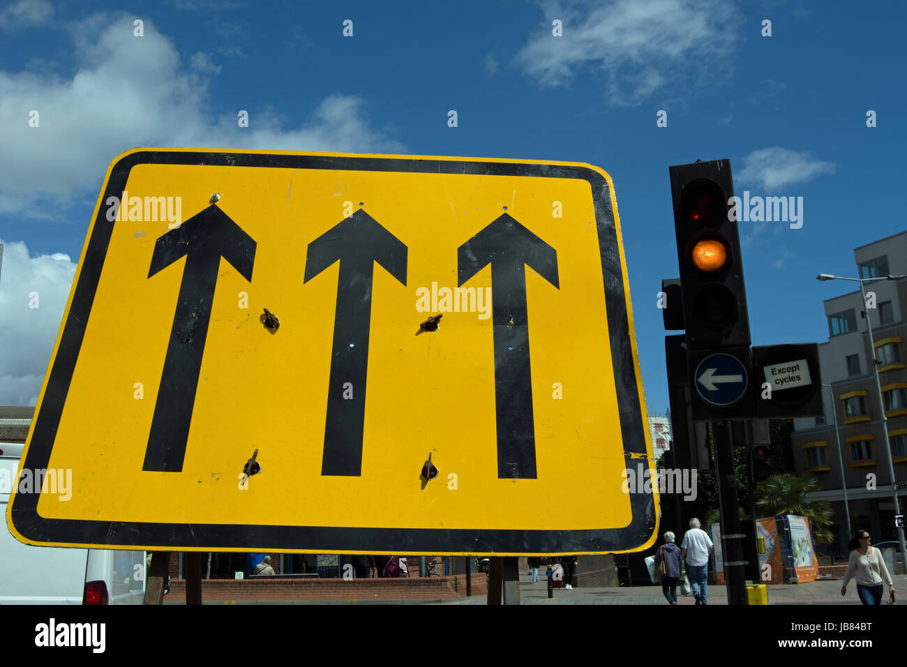 Three arrows road sign hi-res stock photography and images - Alamy