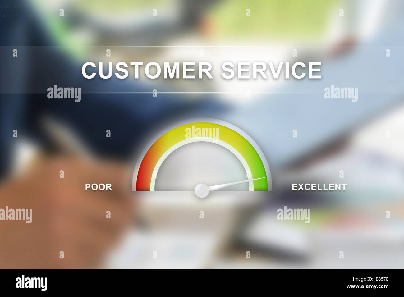 excellent customer service on guage scale with blur background Stock ...