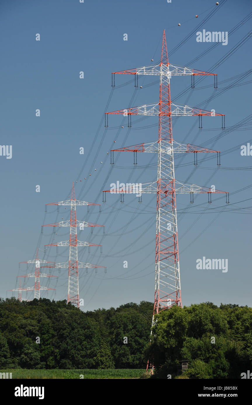 Hochspannungsleitung, überlandleitung, stromleitung, strom, strommast ...