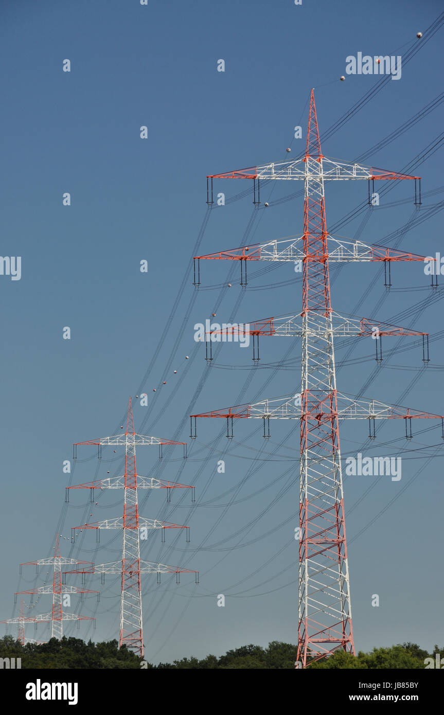Hochspannungsleitung, überlandleitung, stromleitung, strom, strommast ...