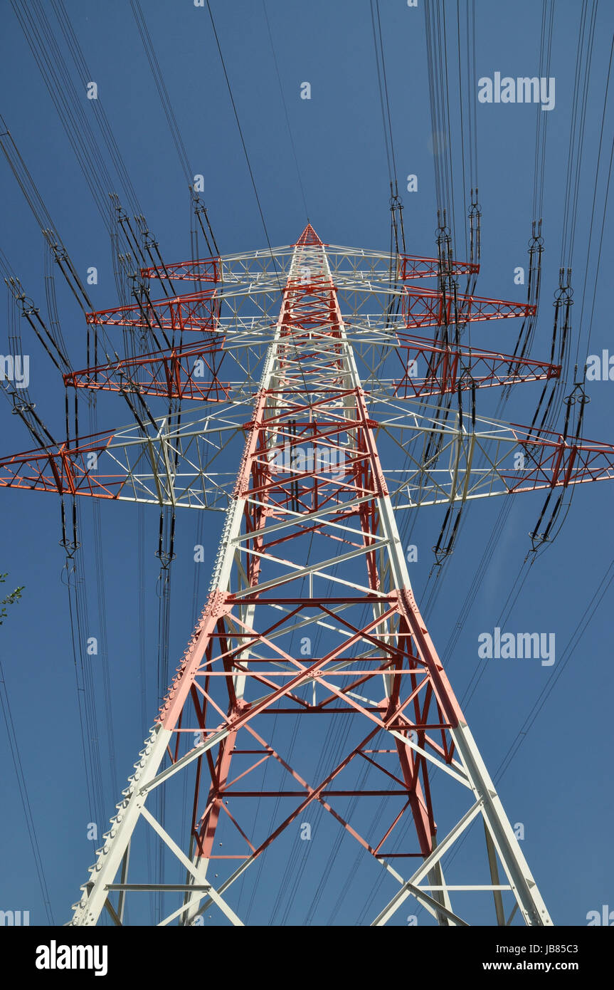 Hochspannungsleitung, überlandleitung, stromleitung, strom, strommast ...