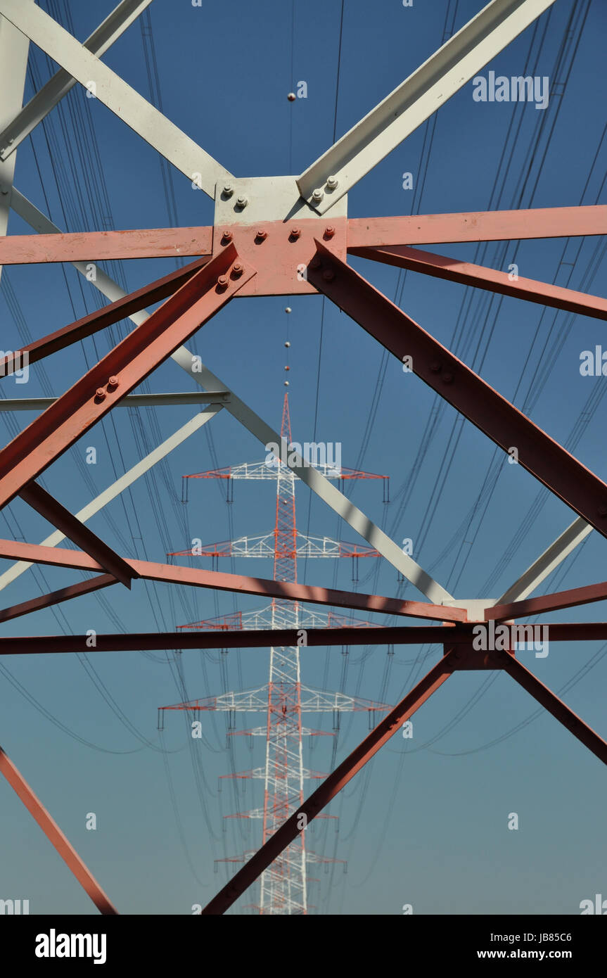 Hochspannungsleitung, überlandleitung, stromleitung, strom, strommast ...