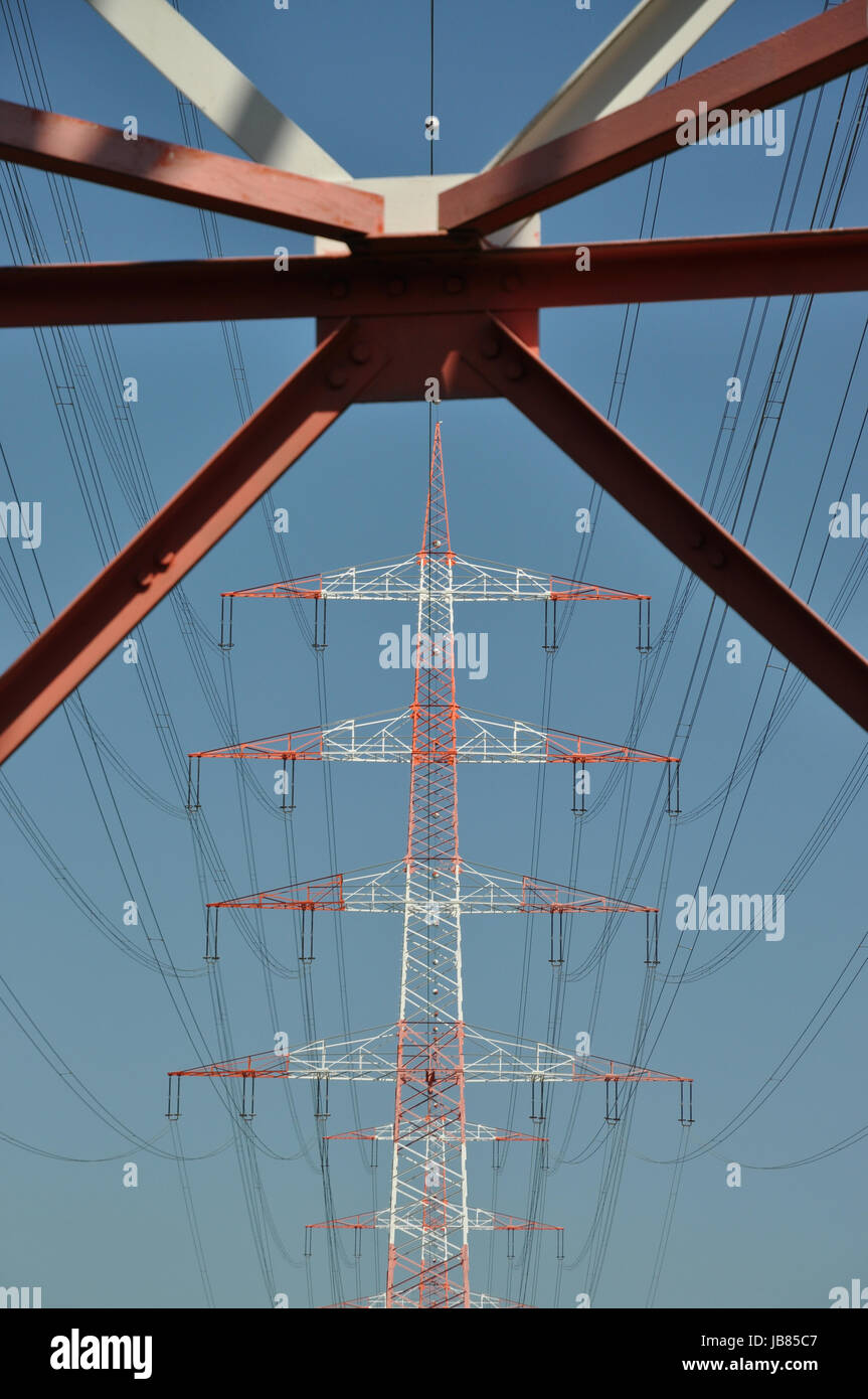 Hochspannungsleitung, überlandleitung, stromleitung, strom, strommast ...