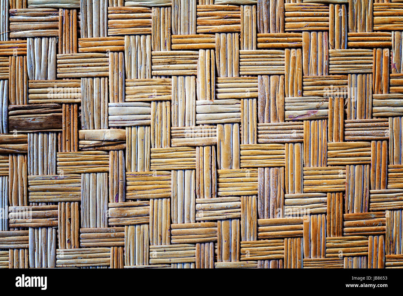 Old bamboo weave mat texture and background Stock Photo - Alamy
