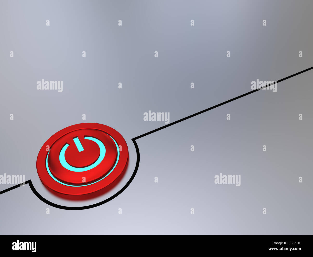 Red on-off button illustration with glowing blue light Stock Photo - Alamy