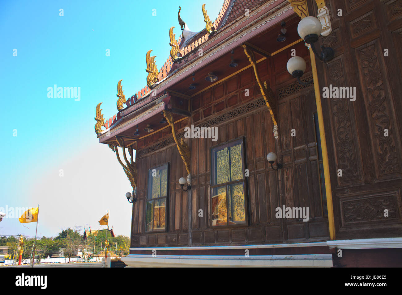 Traditional Thai style gable on the roof in Thai temple Stock Photo - Alamy
