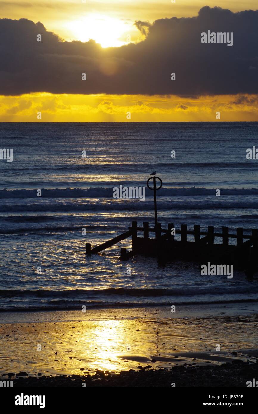 Golden Spring Sunrise above the North Sea. Aberdeen Beach, Scotland ...