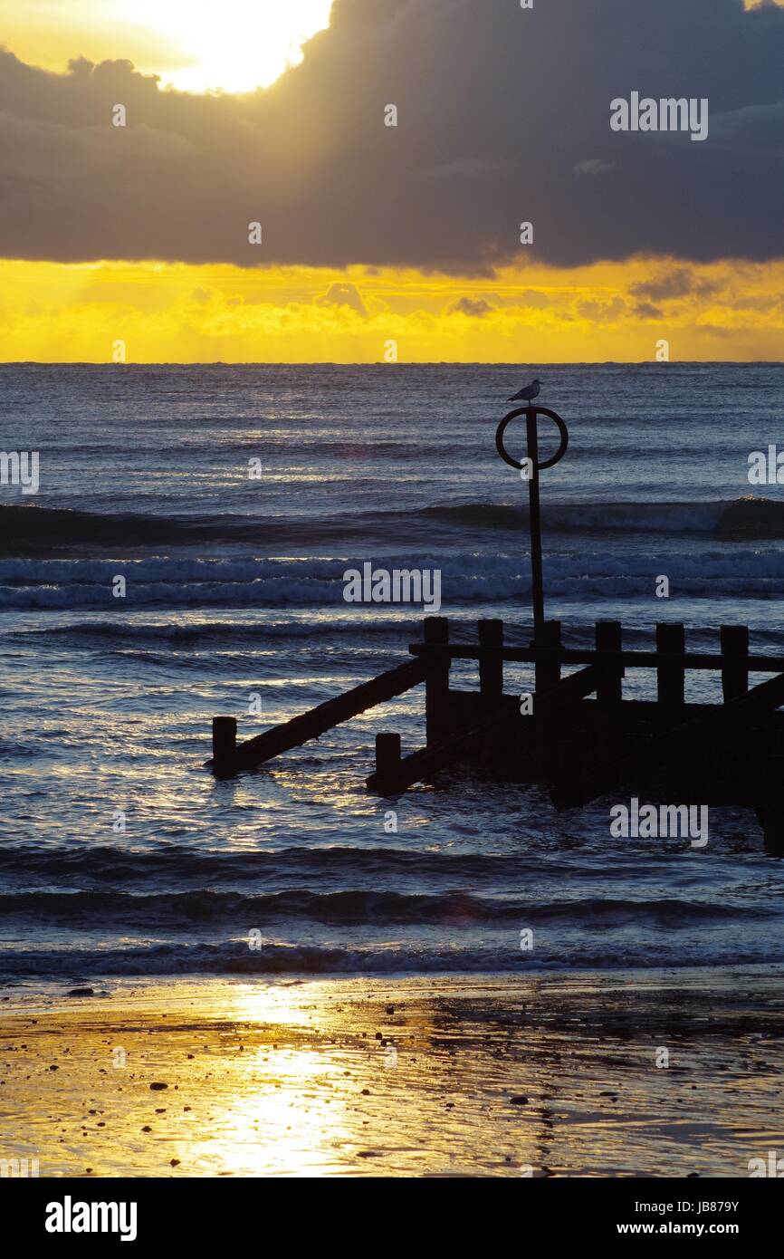 Golden Spring Sunrise above the North Sea. Aberdeen Beach, Scotland ...