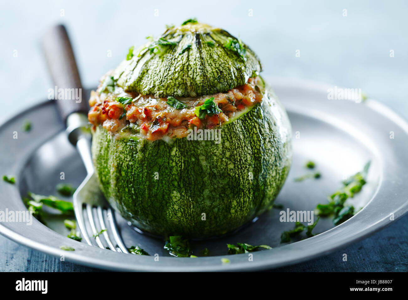 round courgette stuffed Stock Photo - Alamy