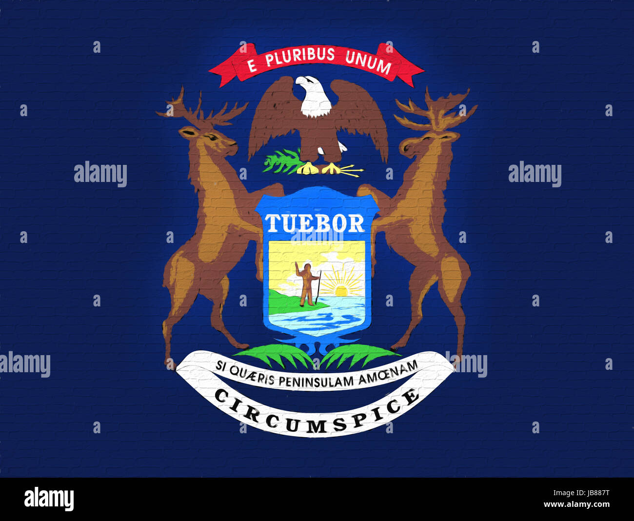 Illustration of the flag of Michigan state in America looking like it ...