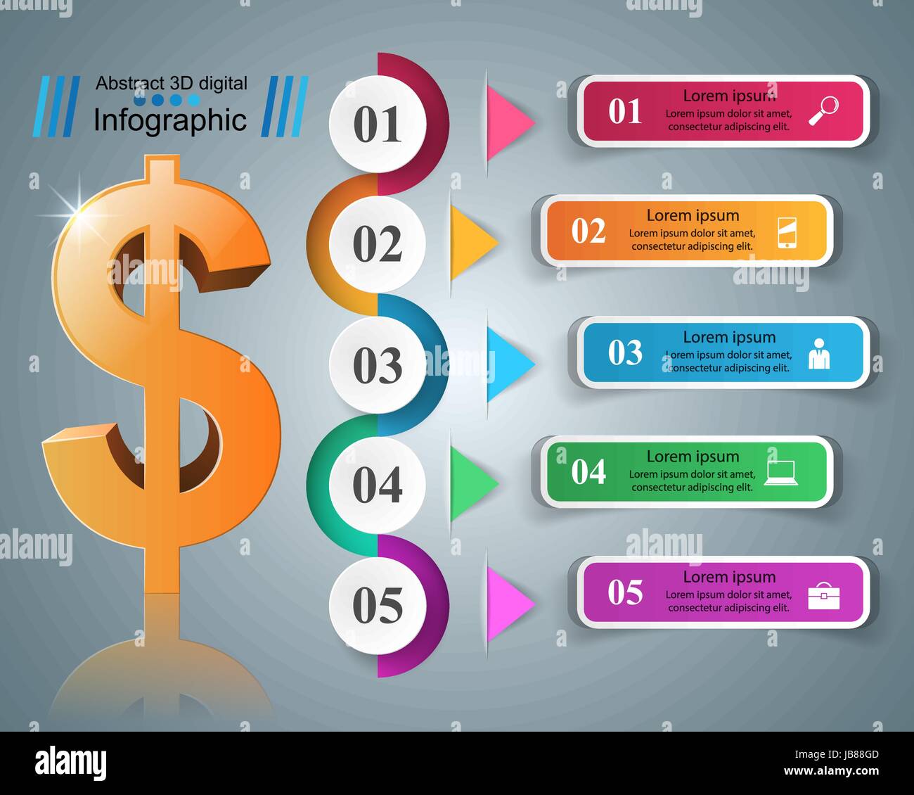 3D infographic design. Dollar icon Stock Vector Image & Art - Alamy