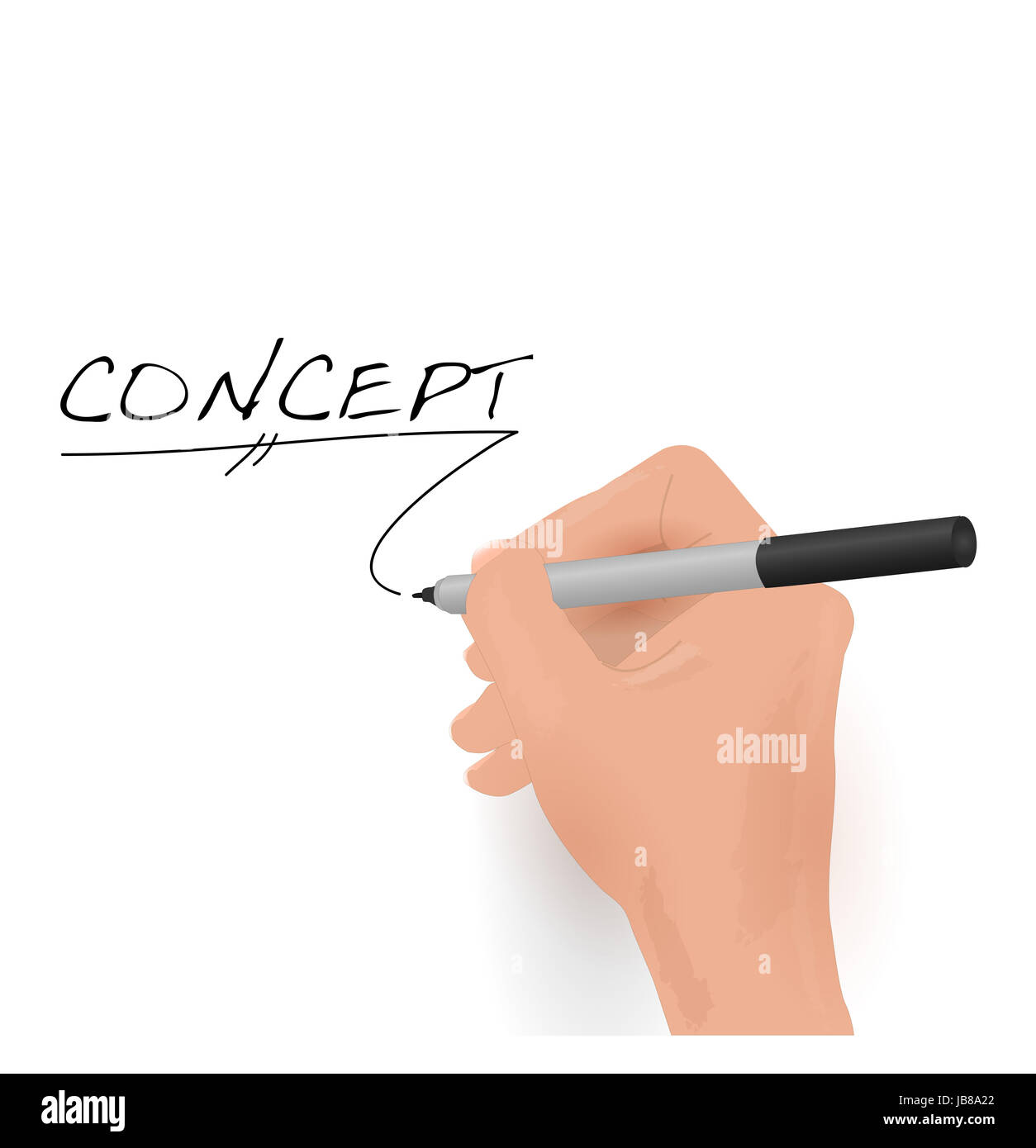 Image of a hand writing the word vector isolated on a white background ...