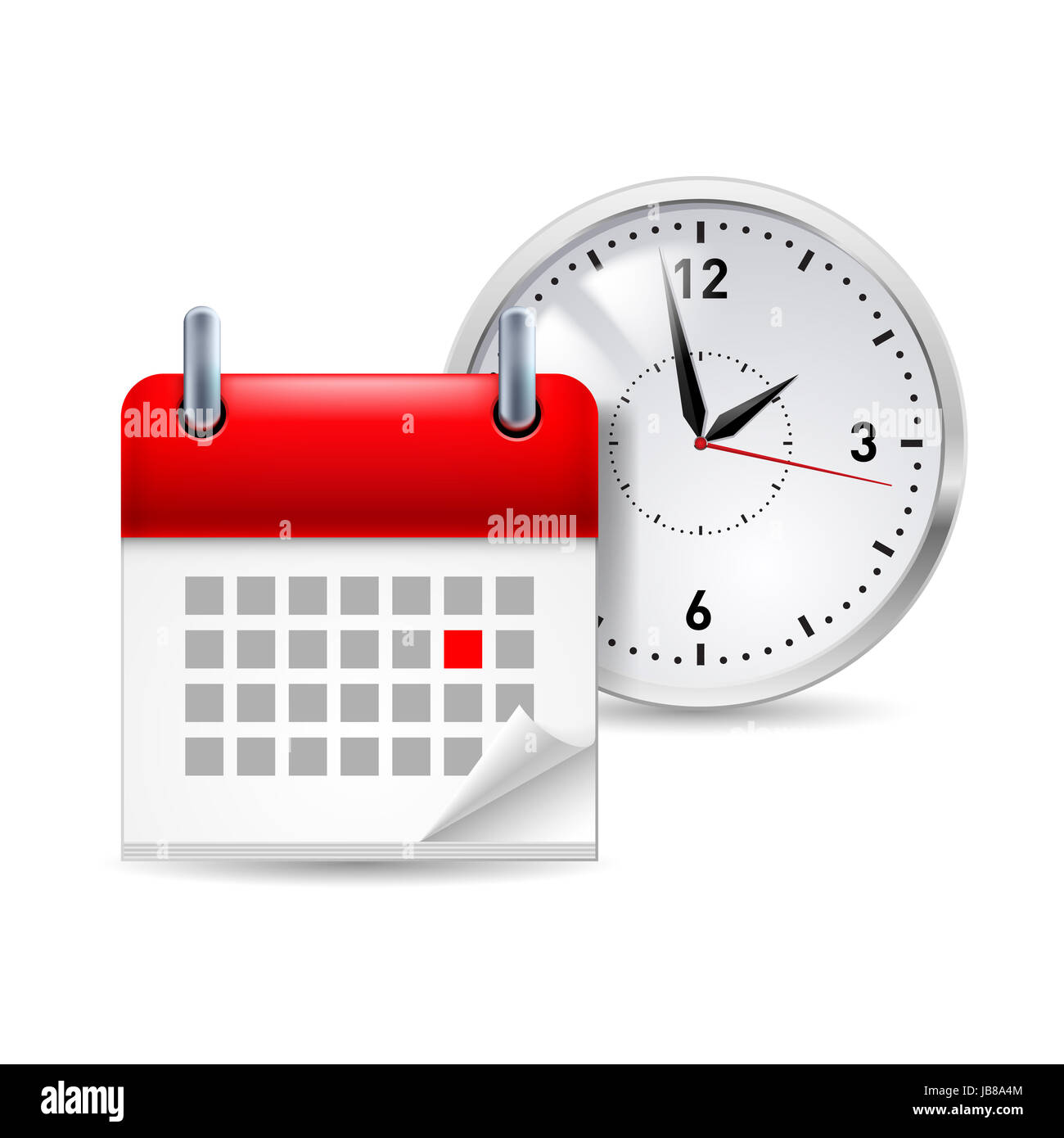 Time icon with calendar and clock behind it Stock Photo - Alamy