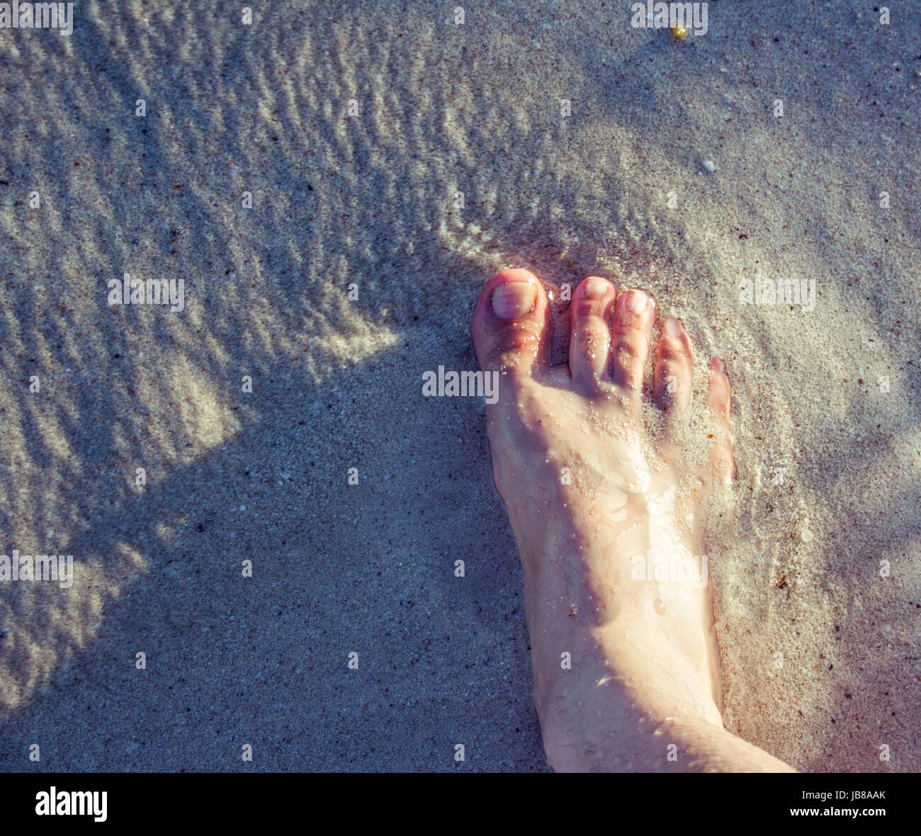 Photograph of a human foot on beach sand Stock Photo - Alamy