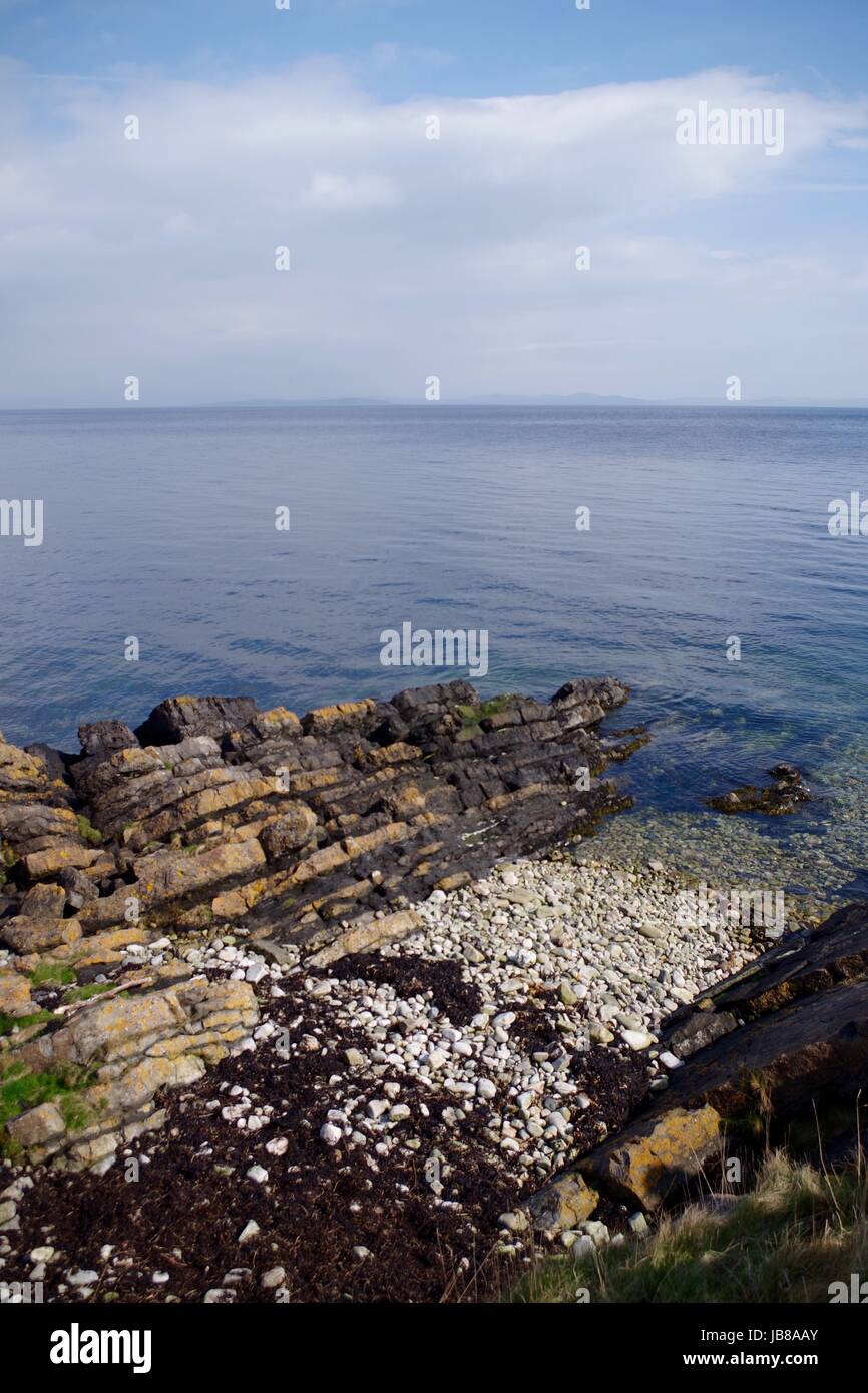 Dipping Rock Strata on the Foreshore, Lapped by Clear Blue Water. North ...