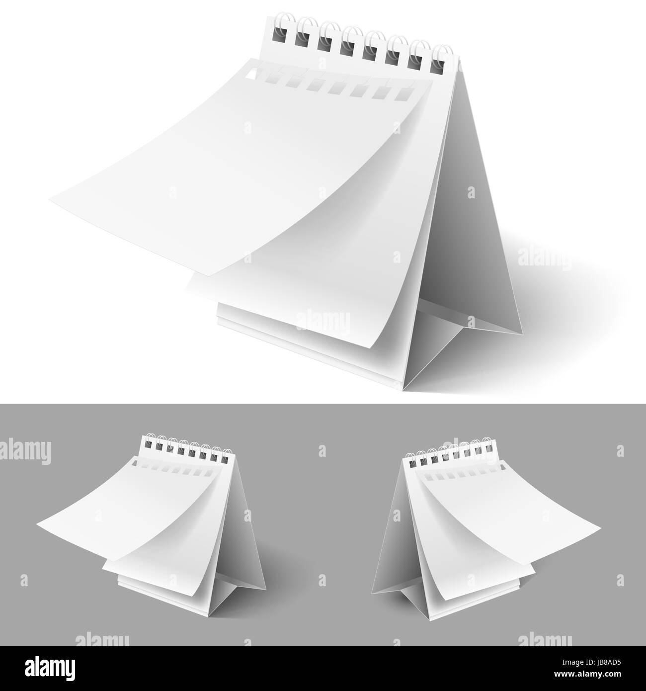 Blank table flip calendars with tear off first page on white and grey ...
