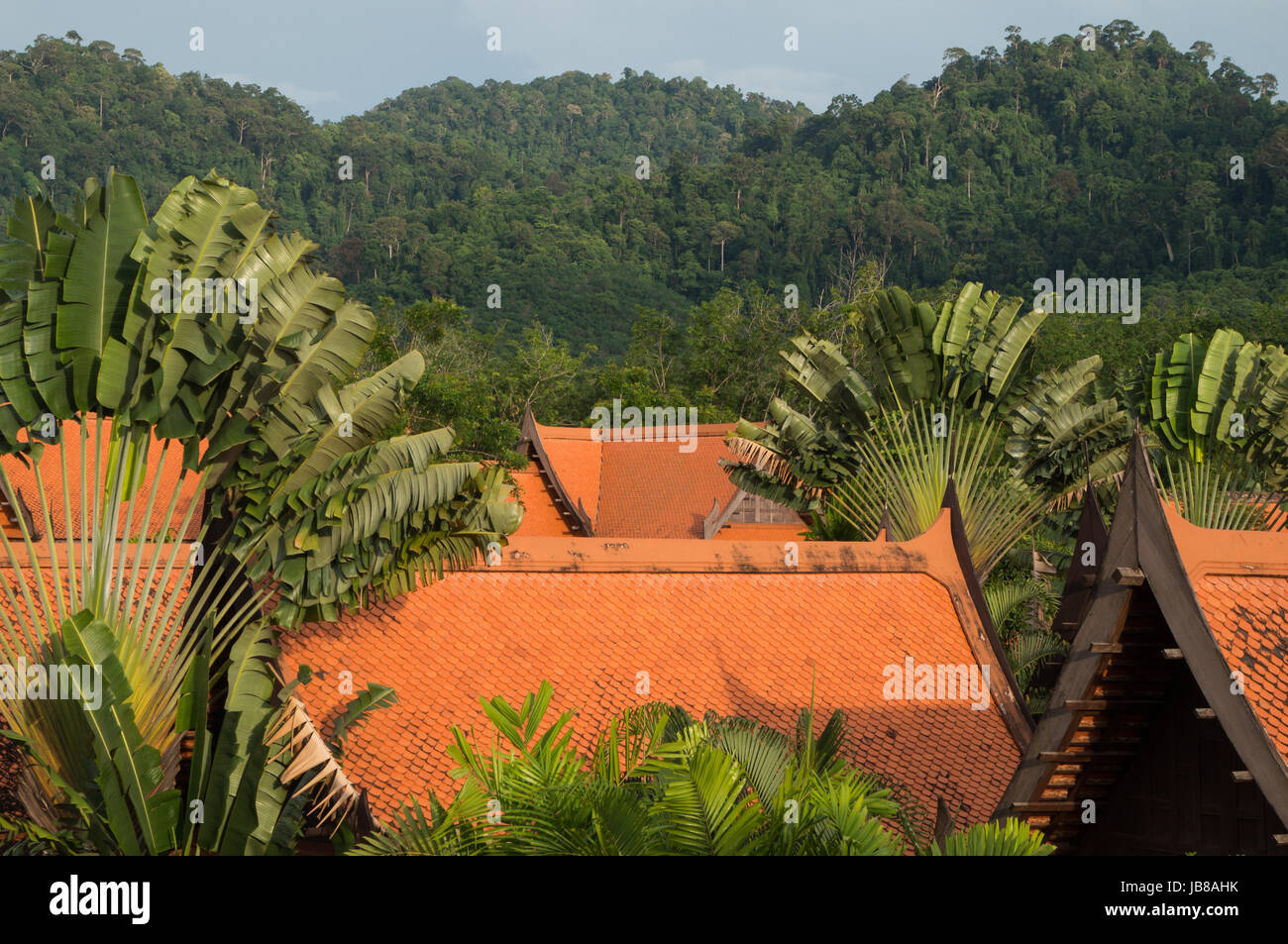 Thai style ceramic tiled roofs Stock Photo - Alamy
