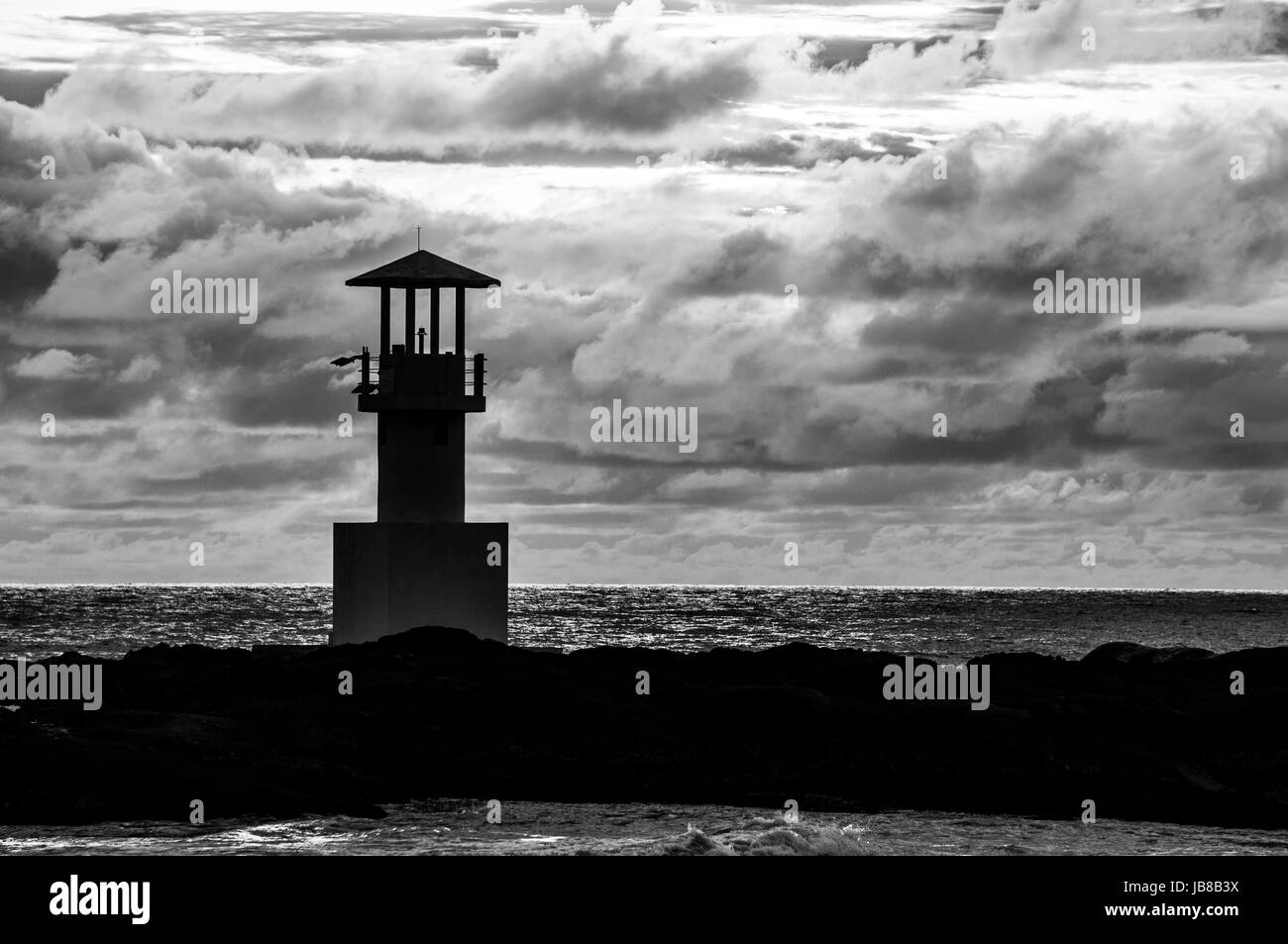 Light beacon at sunset (BW Stock Photo - Alamy