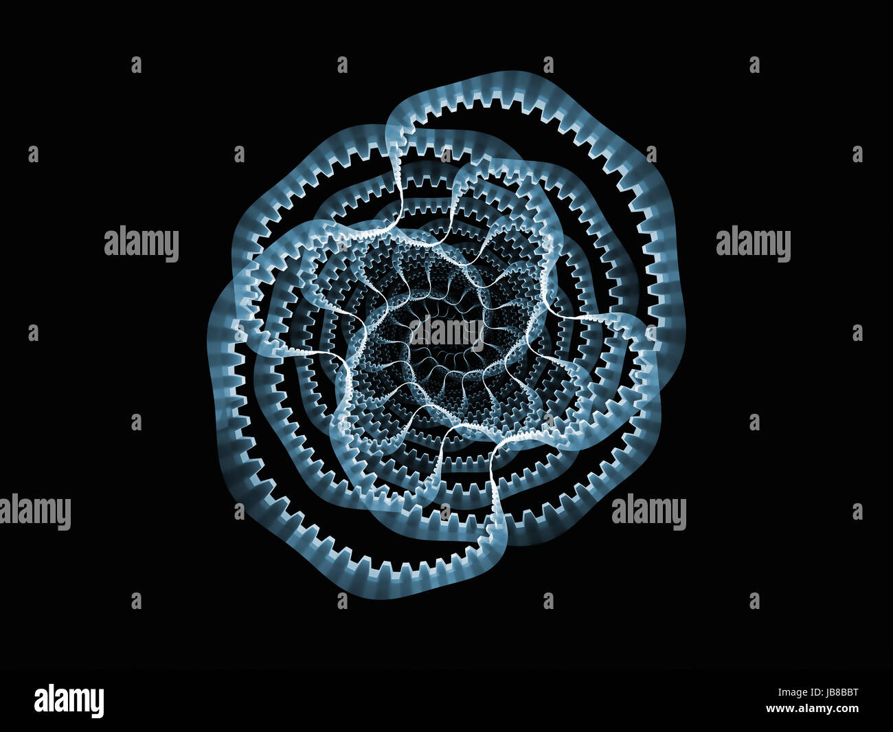 Blue Gears series. Background of blue fractal gear elements for your ...