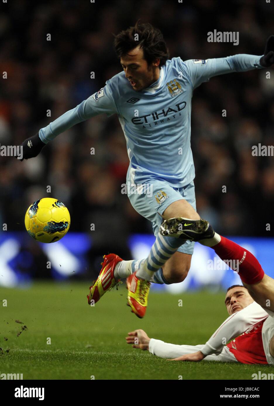 DAVID SILVA SKIPS THOMAS VERMA MANCHESTER CITY V ARSENAL FC ETIHAD ...