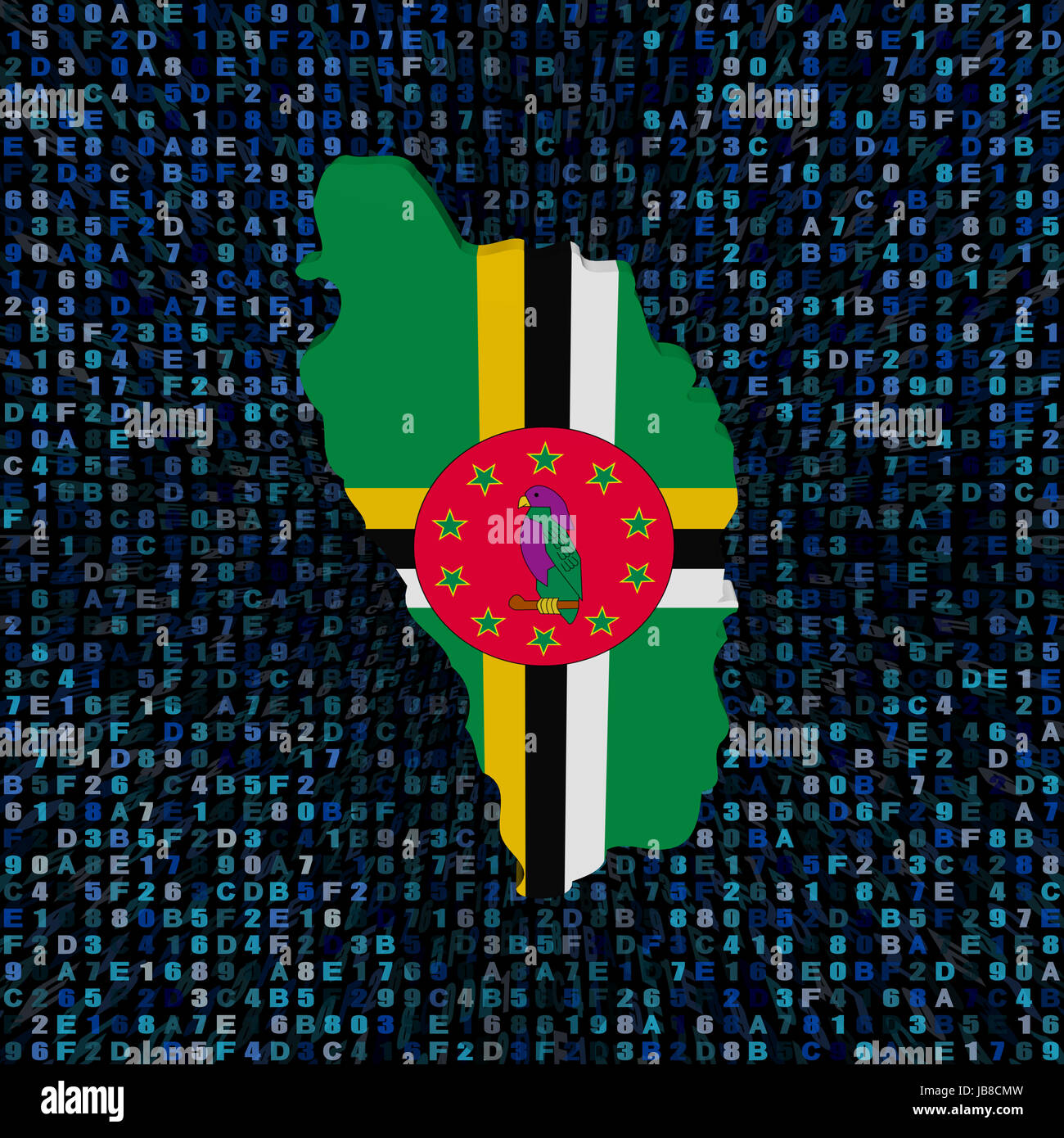 Dominica map flag on hex code illustration Stock Photo - Alamy