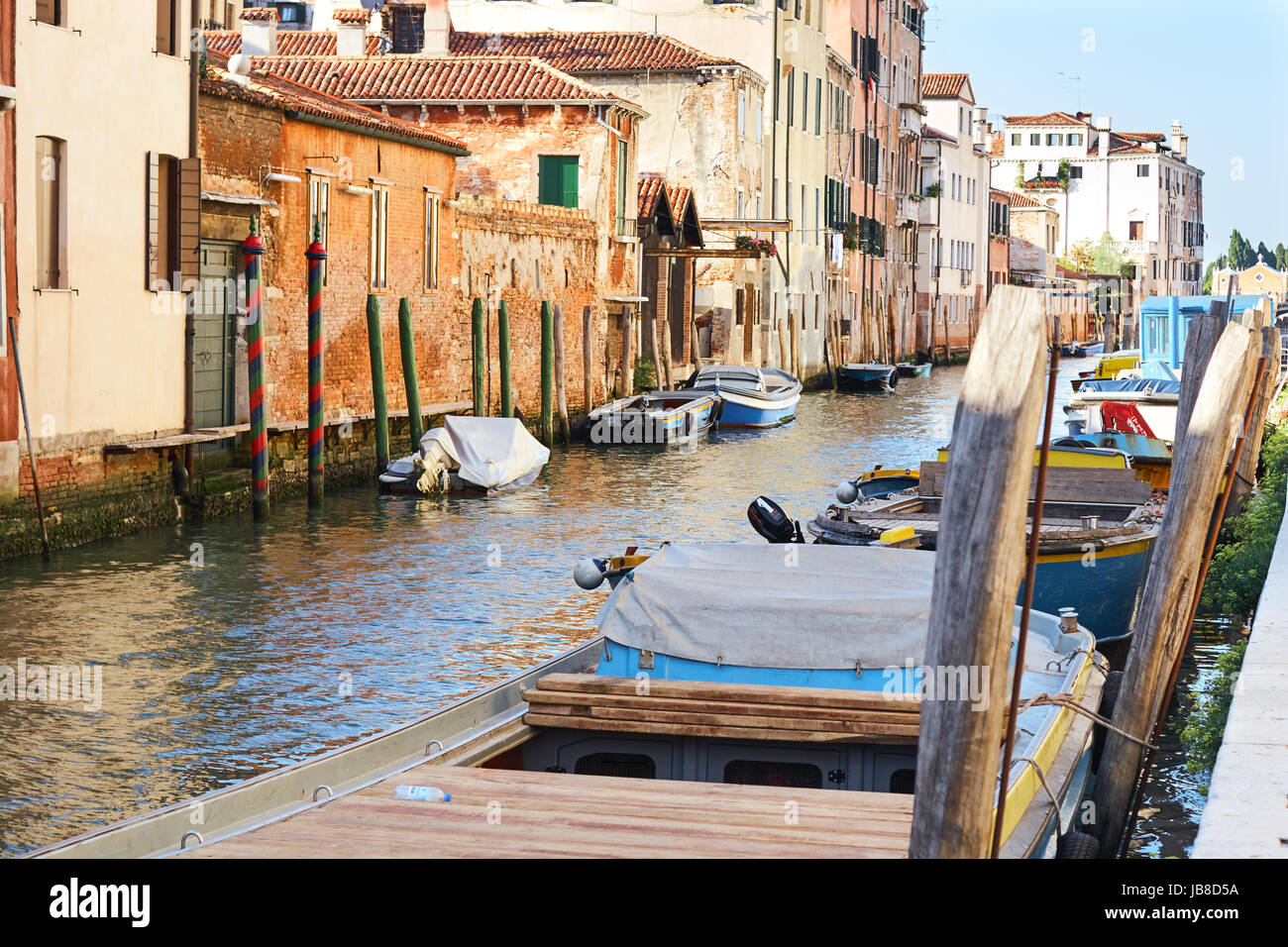 Colorful facades of old medieval houses in Venice, Italy Stock Photo ...