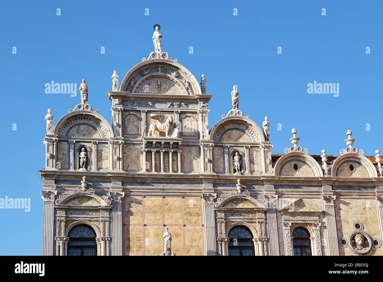Colorful facades of old medieval church in Venice, Italy Stock Photo ...