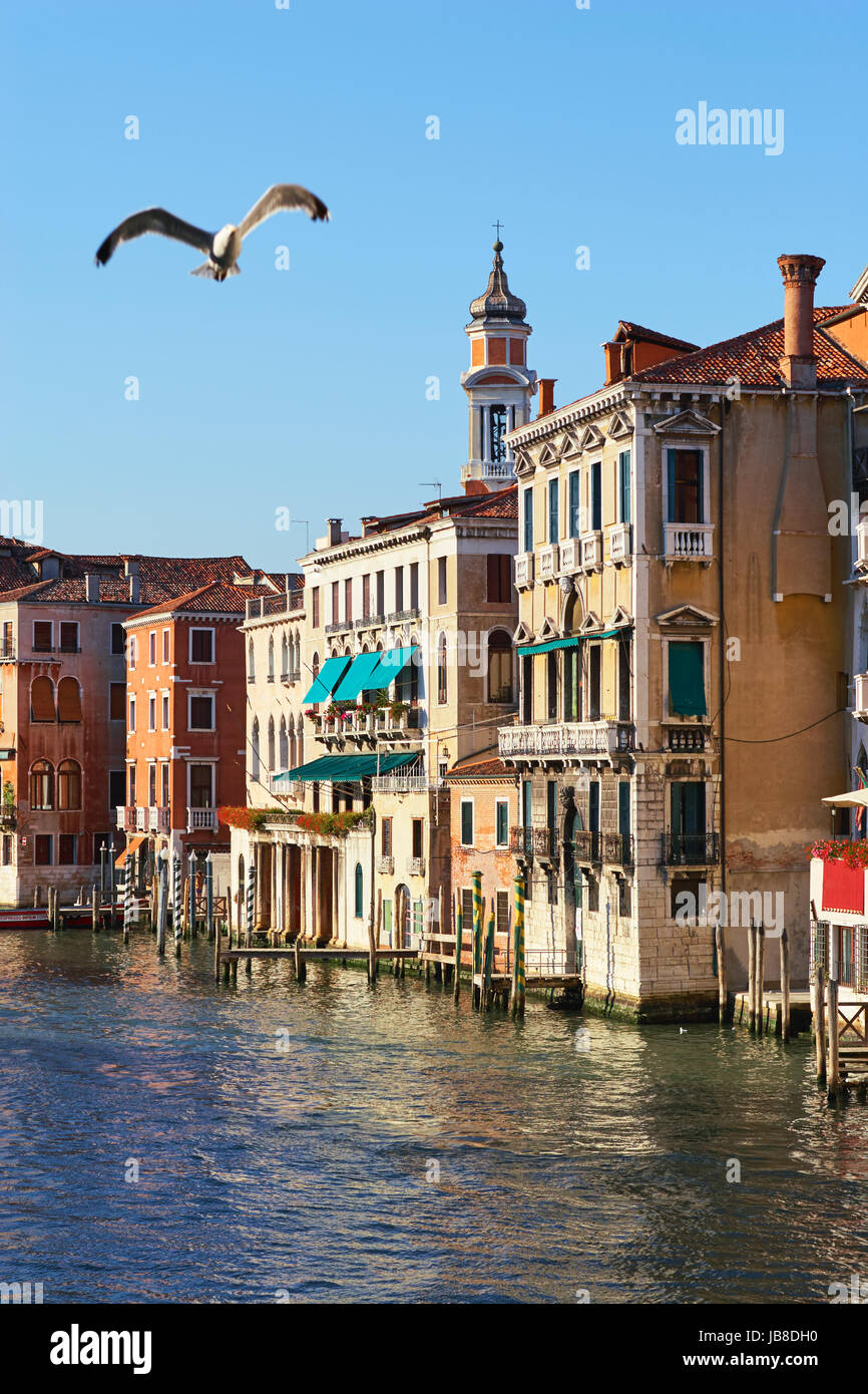 Colorful facades of old medieval houses in Venice, Italy Stock Photo ...