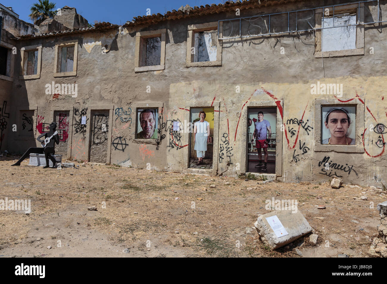 Antique Portuguese Architecture: Wrecked Building Facade Stock Photo ...