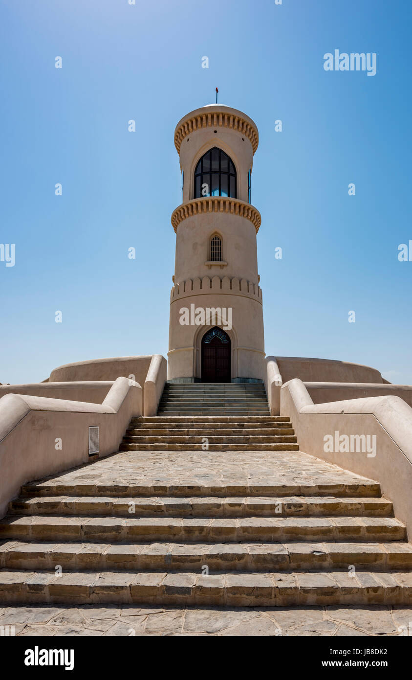 The Al Ayjah lighthouse in Sur, Oman, a vertical shot showing its ...