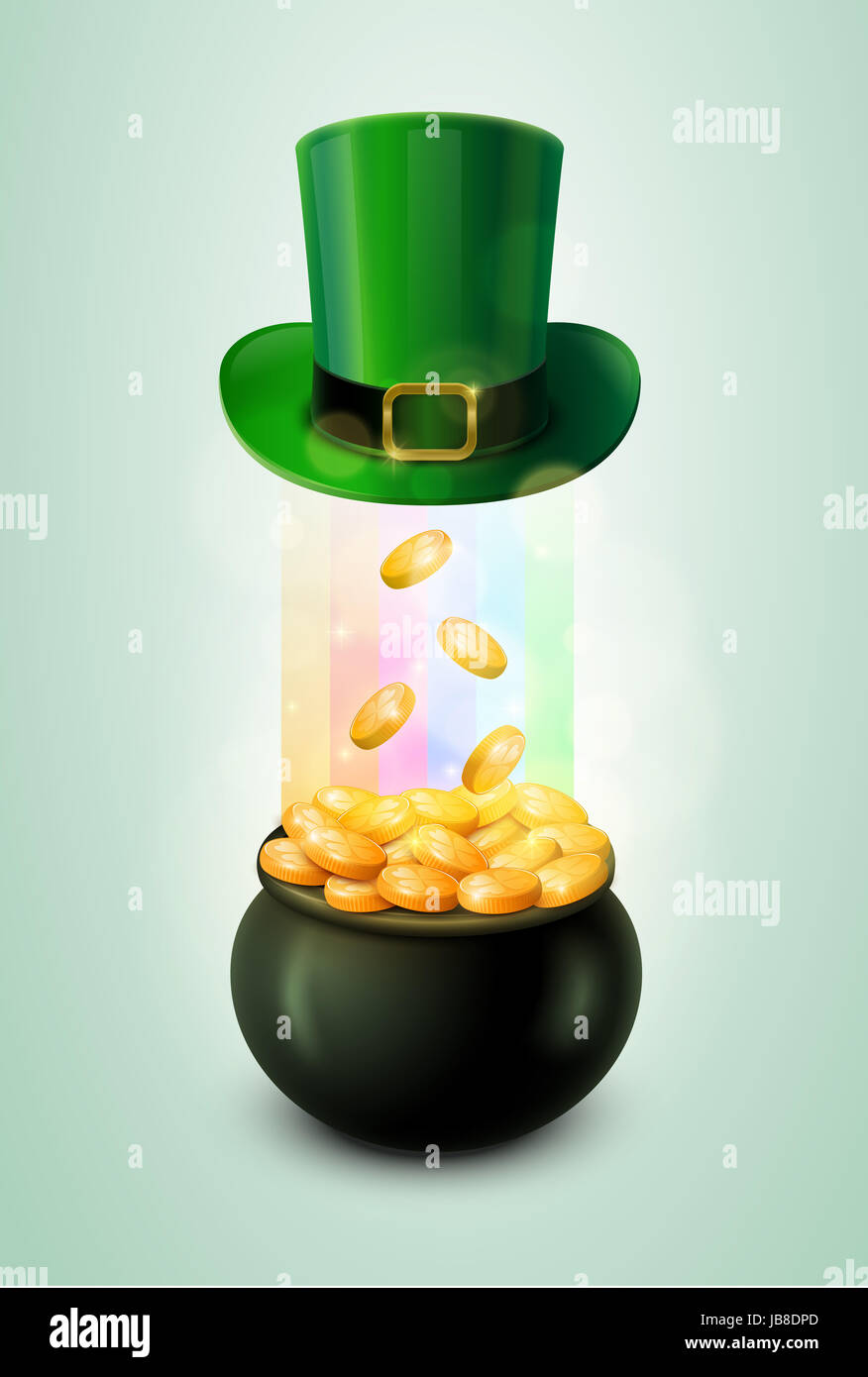 Vector St. Patrick's Day symbol. Pot of Gold and green hat. Elements ...