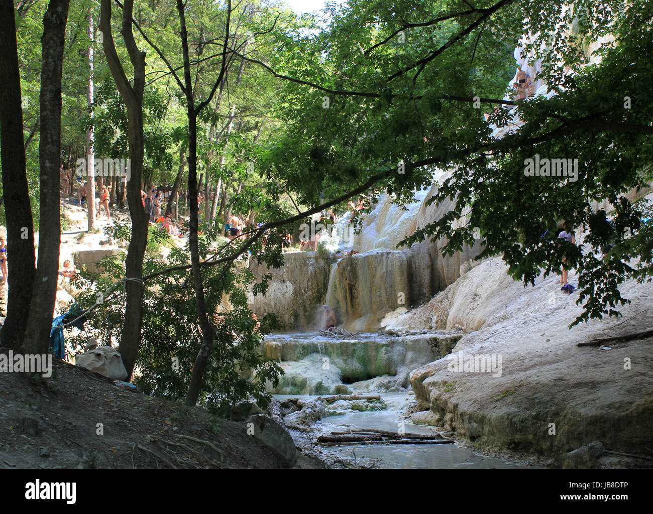 BAGNI SAN FILIPPO, ITALY - JUNE 2 2017: Bagni San Filippo hot springs ...