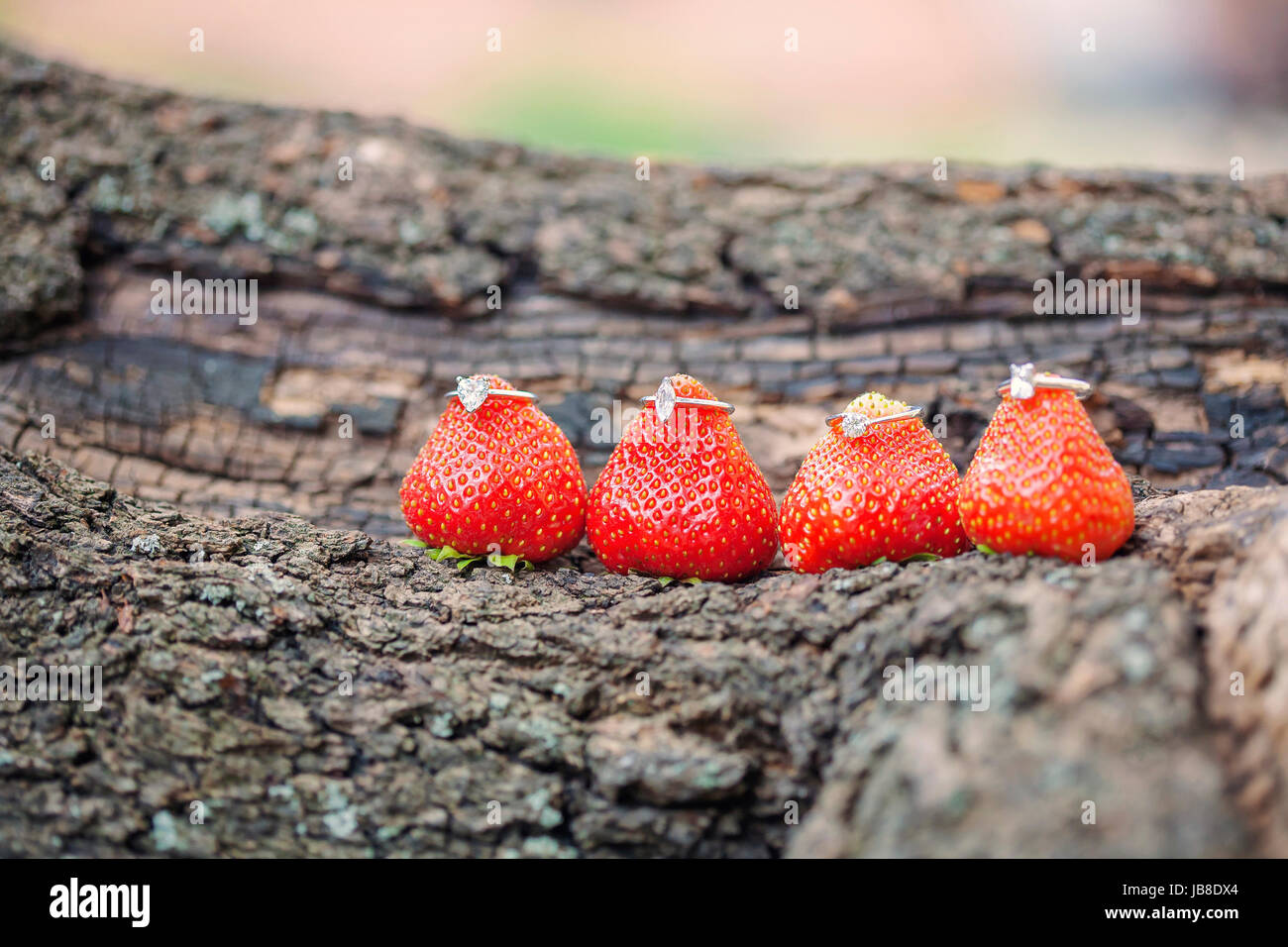 Sweet strawberry wedding rings Stock Photo - Alamy