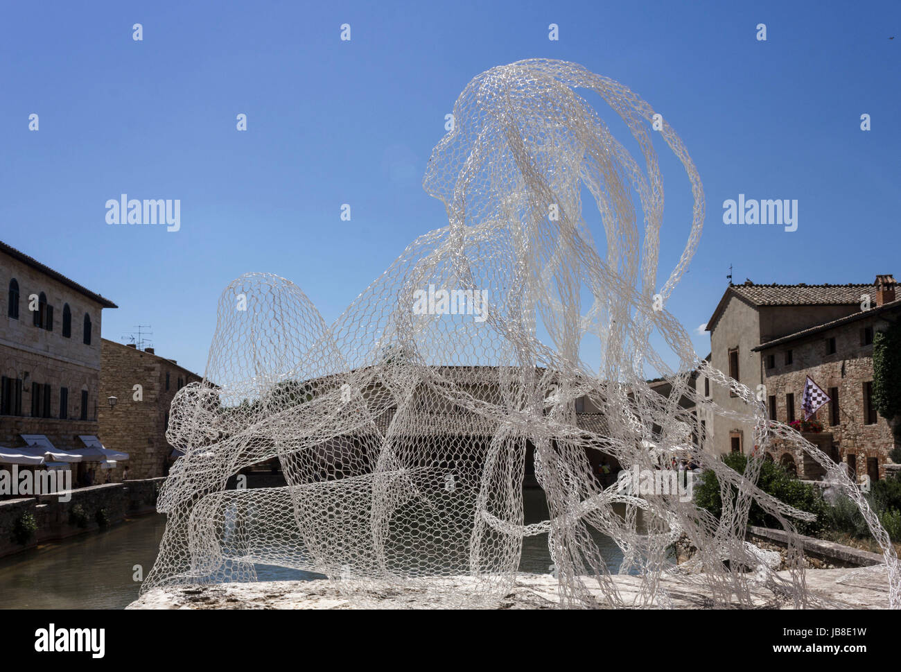 BAGNO VIGNONI, ITALY - JUNE 3 2017: Metal Wires transparent sculpture ...