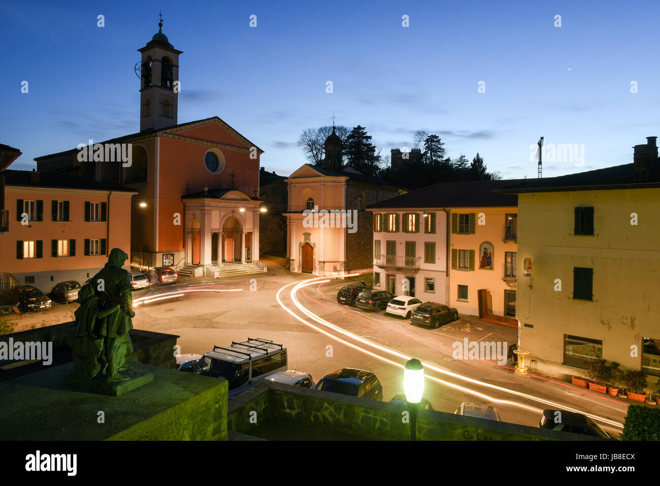 Stebio, Switzerland - 9 March 2017: the old central square of Stabio on ...