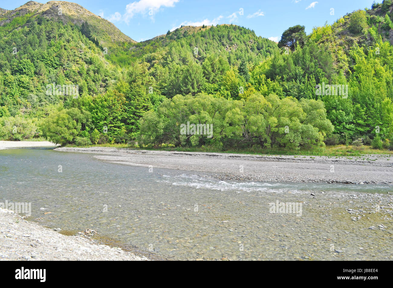 landscape with mountains trees and a river in front Stock Photo - Alamy