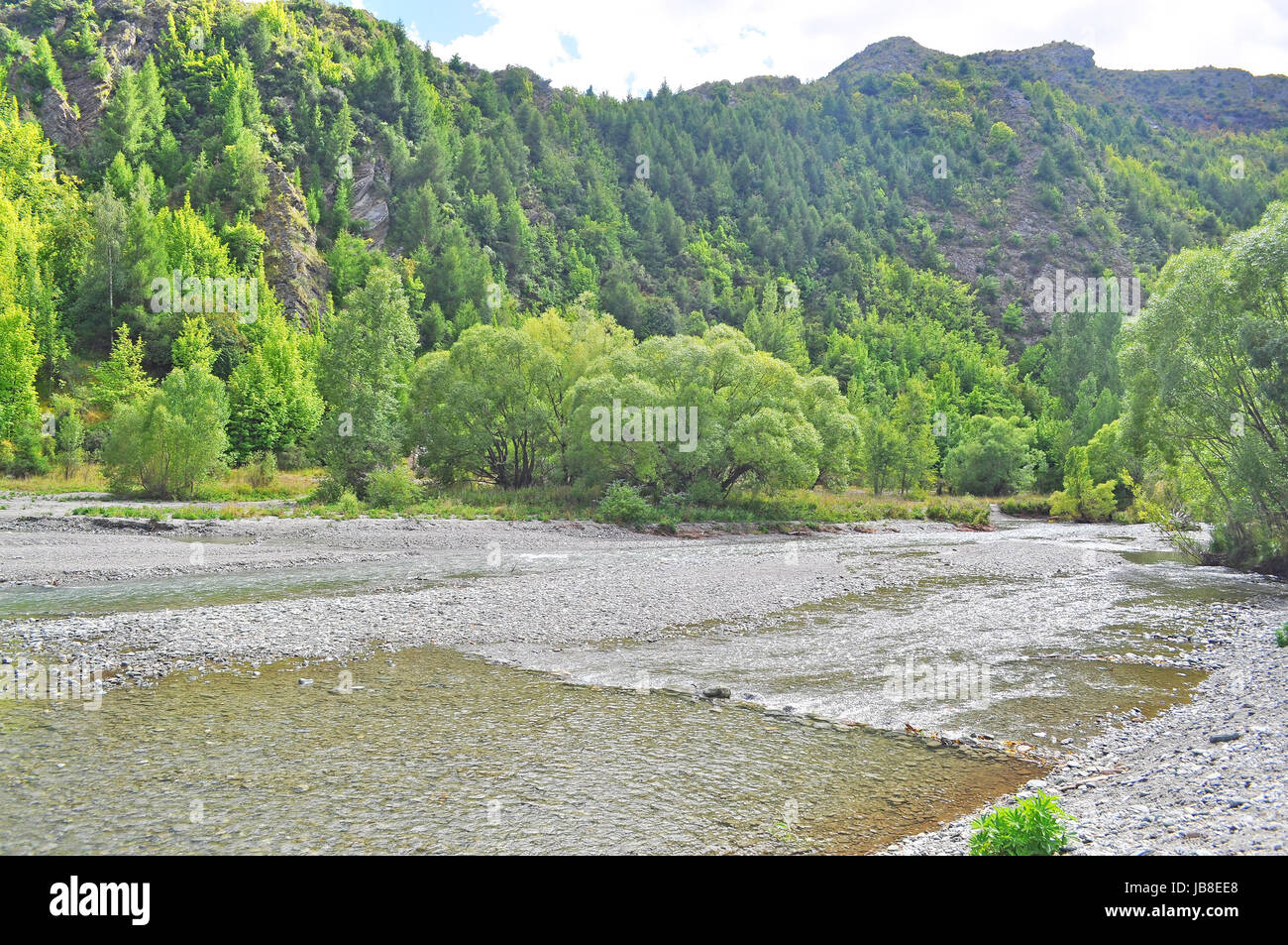 landscape with mountains trees and a river in front Stock Photo - Alamy