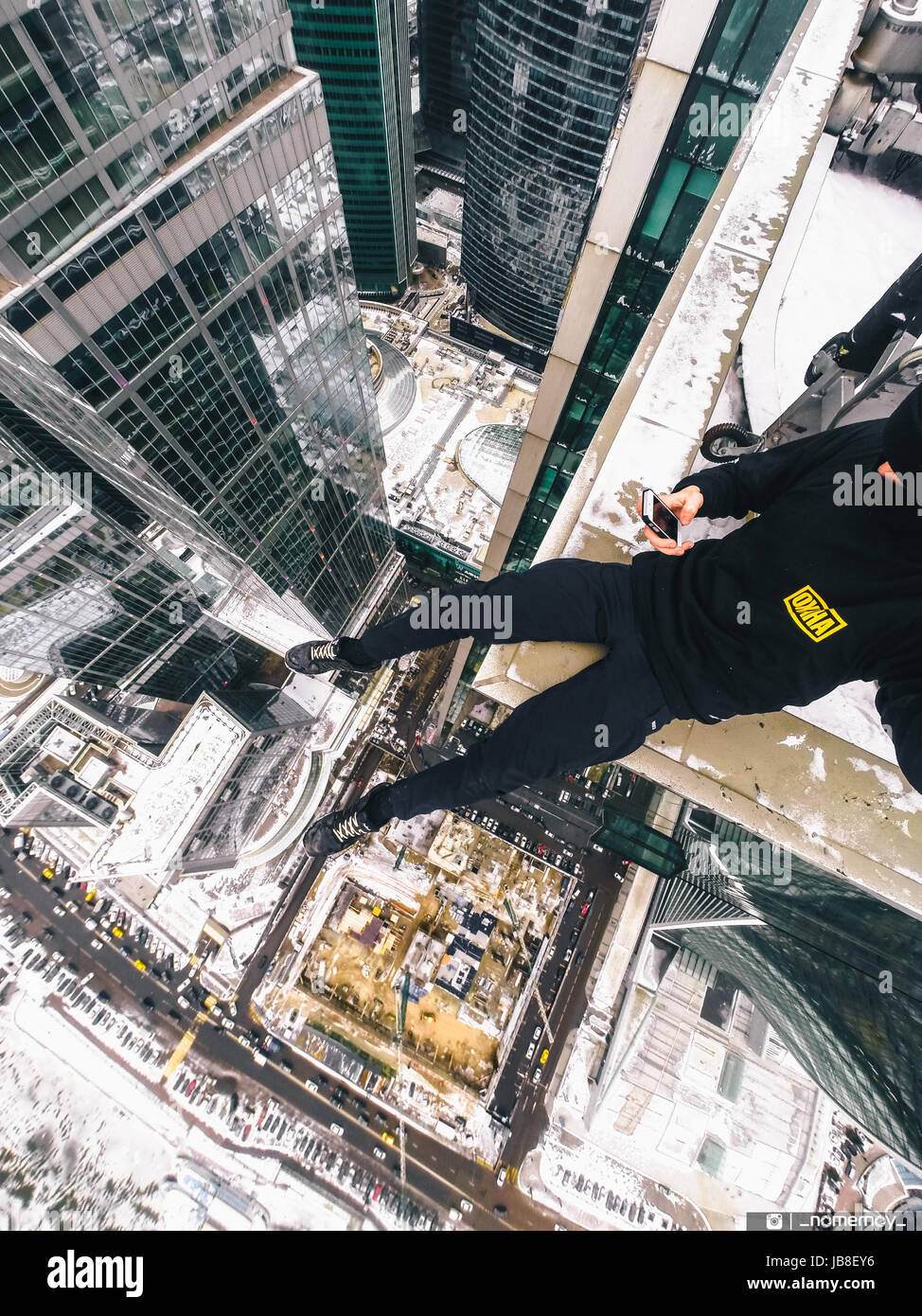 MOSCOW, RUSSIA: HEART-STOPPING pictures and video show the moment a group of fearless daredevils ...