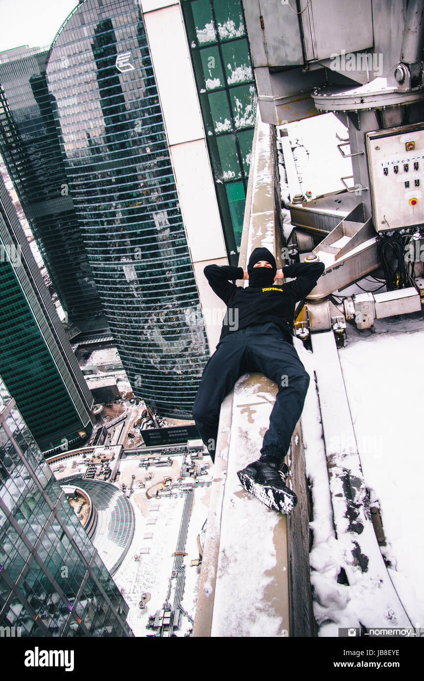 MOSCOW, RUSSIA: HEART-STOPPING pictures and video show the moment a group of fearless daredevils ...