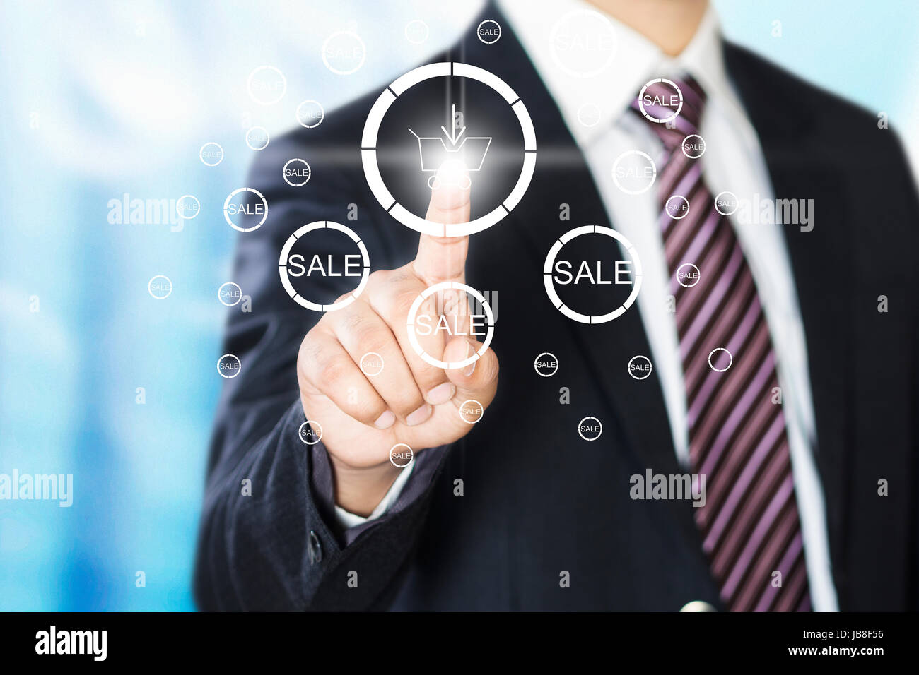 1 Business man Digital Screen Pressing Button Stock Photo - Alamy