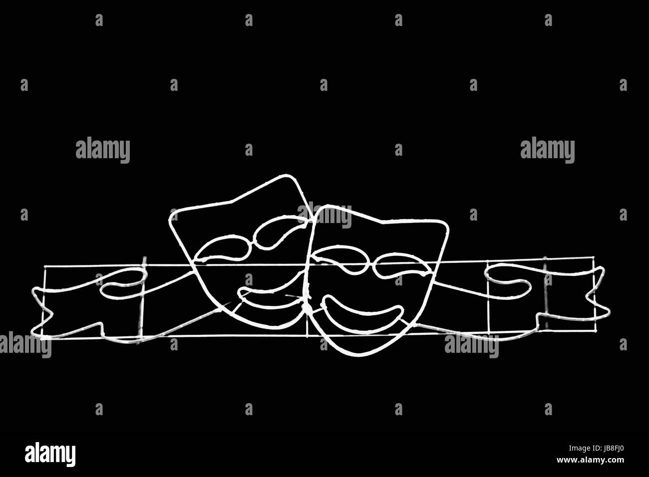 Two smiling masks (black and white Stock Photo - Alamy