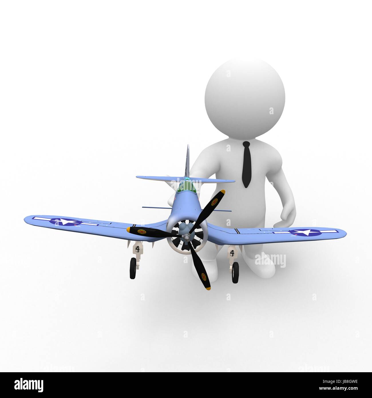 Smart figure playing with airplane Stock Photo - Alamy