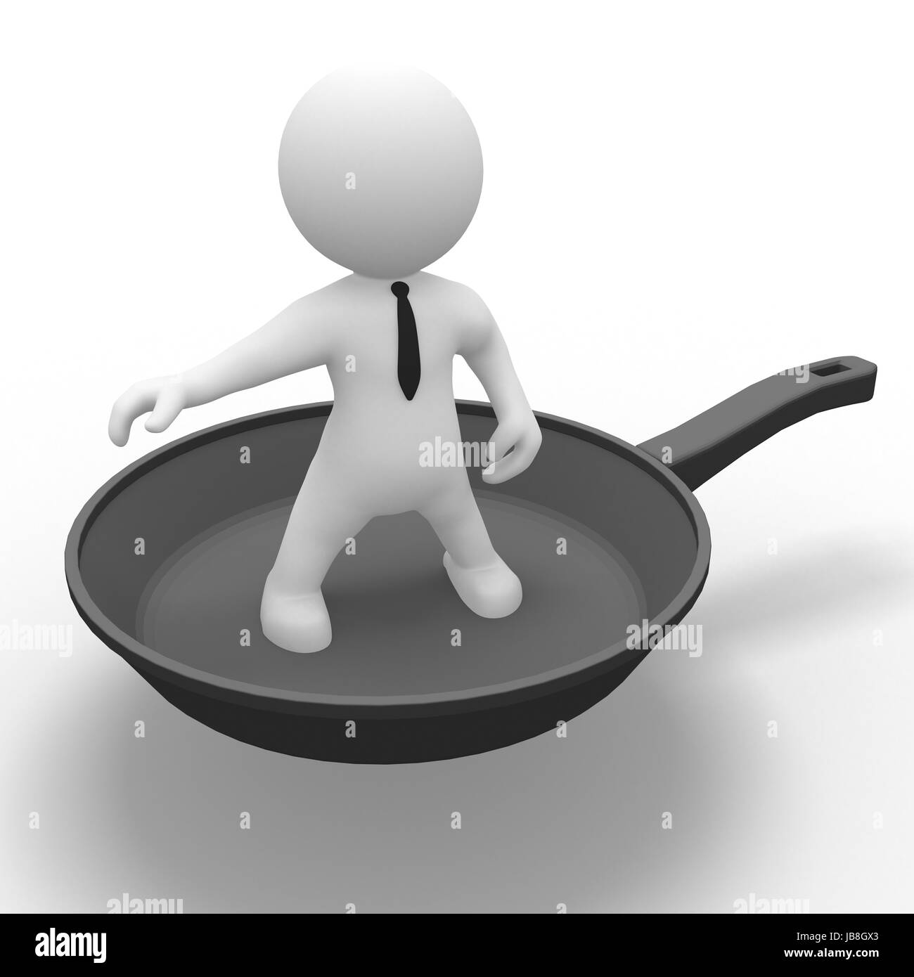Smart figure in kitchen with pan Stock Photo - Alamy