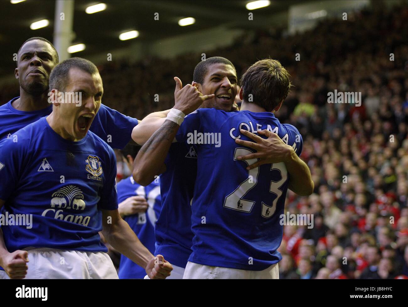 JERMAINE BECKFORD CELEBRATES LIVERPOOL V EVERTON LIVERPOOL V EVERTON ...